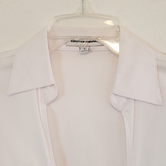 Express | Tops | Express Cute White Bow Front Button Down Shirt | Poshmark